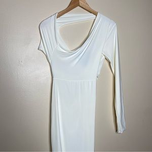 PrettyLittleThing | Dresses | White Cut Out One Shoulder Midi Dress ...